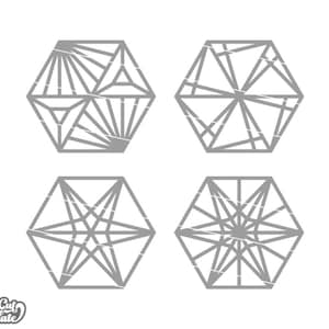 20 Hexagonal Coaster Templates, Set Kumiko Pattern Panel, Laser Cut ...