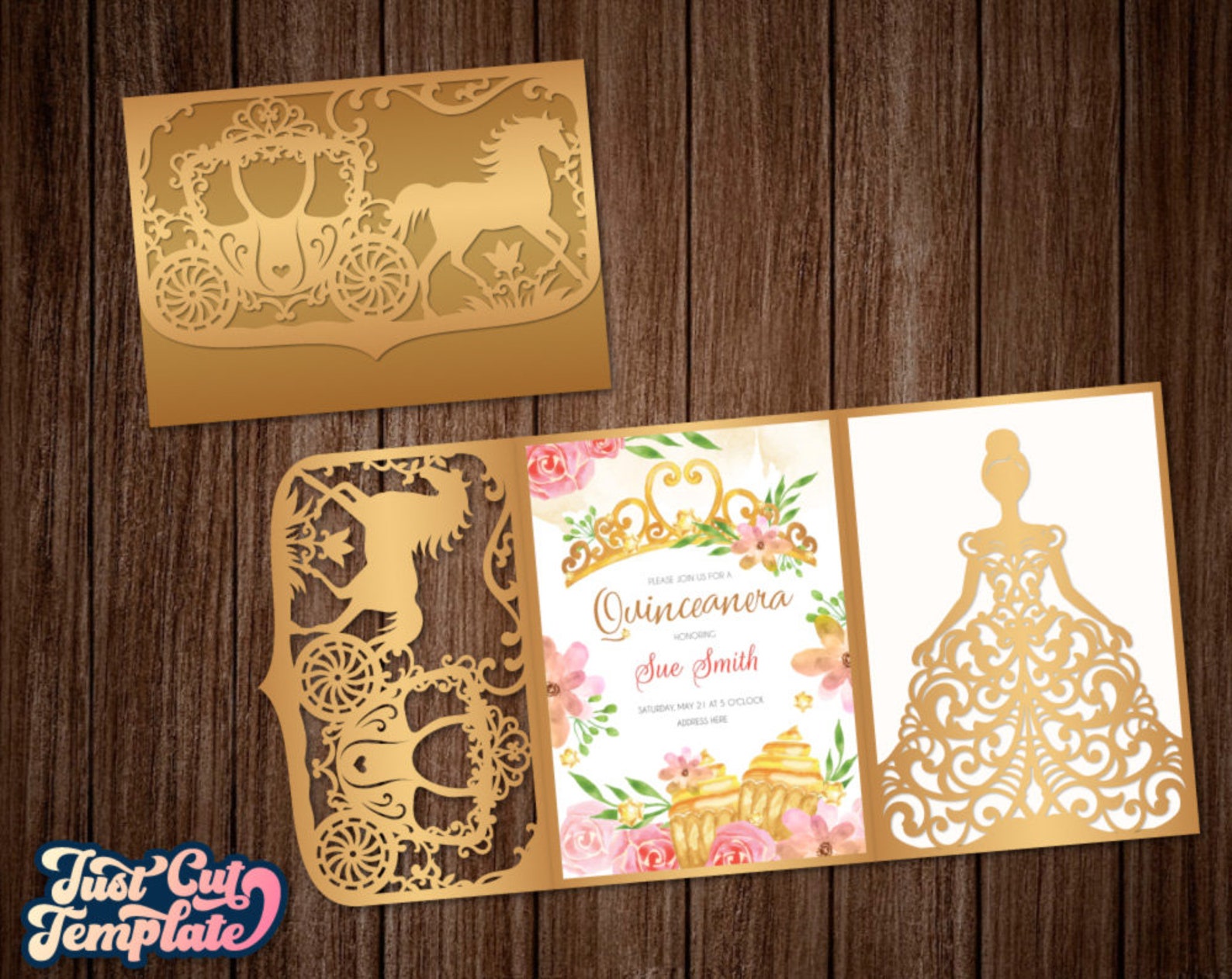 Quinceanera Invitation SVG Princess Birthday Party Invite SVG - Etsy