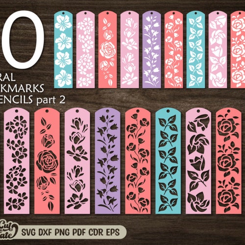 Flower Bookmark Bundle Floral Bookmark SVG Files Laser Cut - Etsy