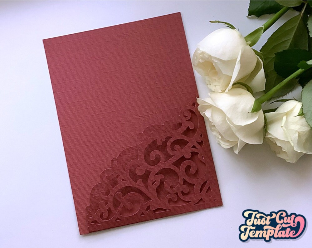 Pocket Wedding Invitation SVG, Corner Pocket Envelope 5x7, Wedding ...