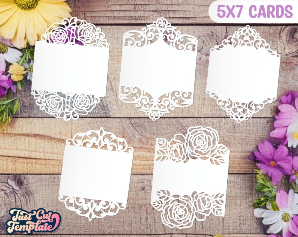Set Patterned Cards SVG, 30 Wedding Invitation Cut-out Cards Bundle ...