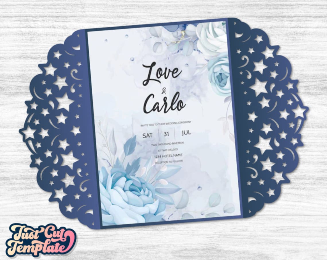 Gate Card SVG With Stars Pattern Celestial Galaxy Invitation - Etsy