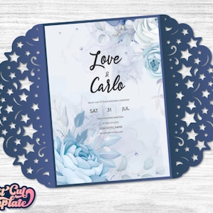 Gate Card SVG With Stars Pattern, Celestial Galaxy Invitation Template ...