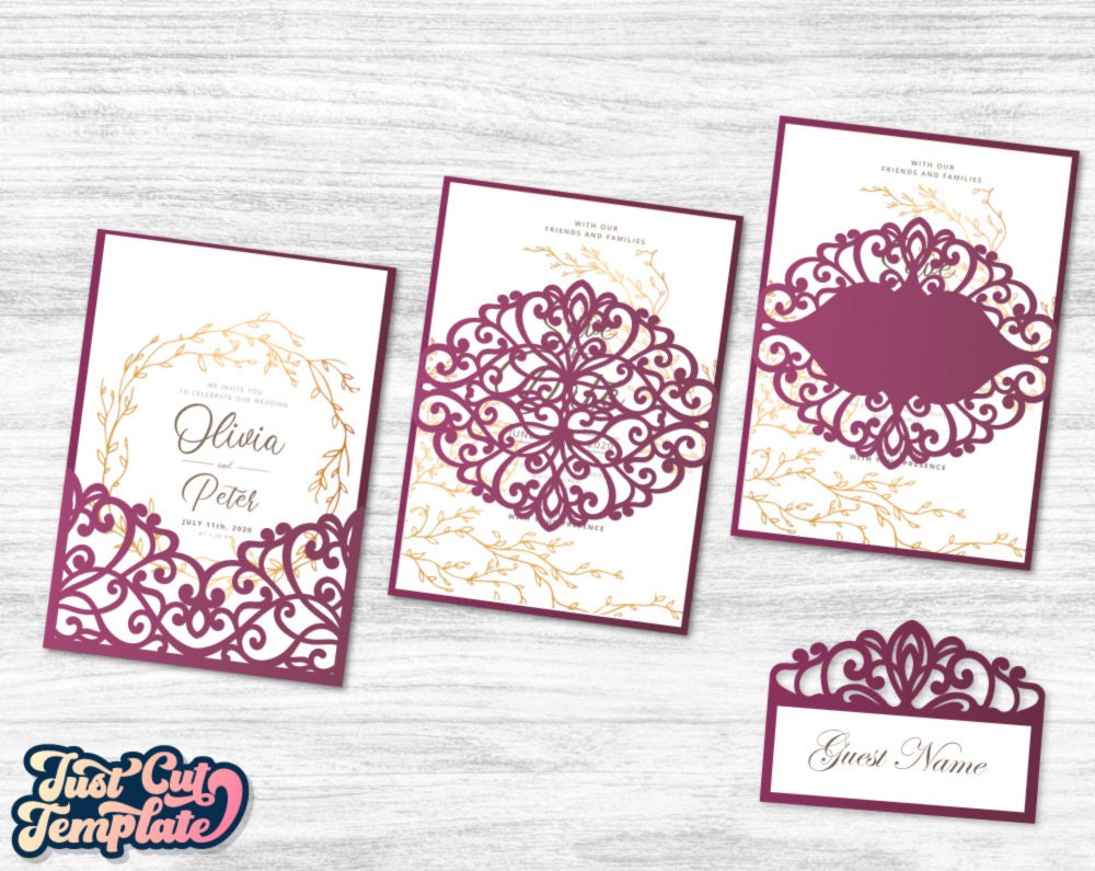 Wedding Invitation Templates SVG Set Wedding Card Envelope - Etsy UK