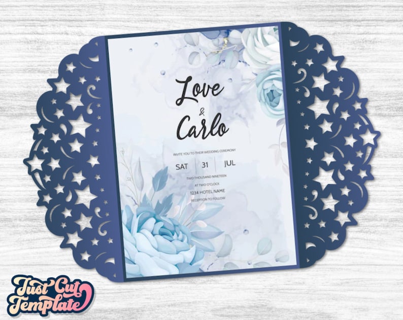 Stars Galaxy Invitation Set, 9 Wedding Invitation SVG, Trifold Envelope ...