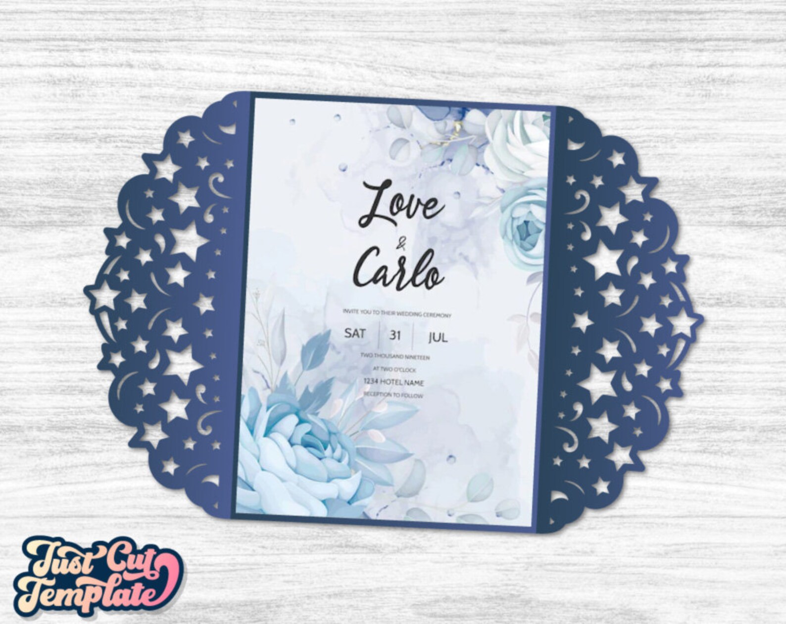 Gate Card SVG With Stars Pattern Celestial Galaxy Invitation - Etsy