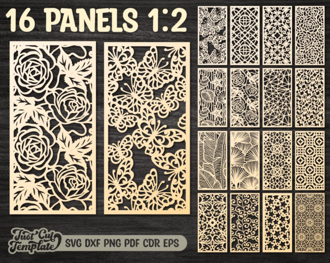 16 Laser Cut Panel Templates, SVG Panels Set 1:2, Vector Digital ...