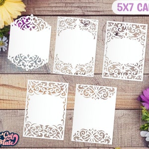 Set Patterned Cards SVG, 30 Wedding Invitation Cut-out Cards Bundle ...
