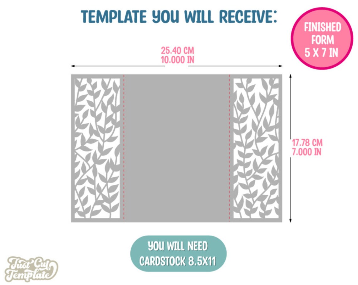Leaves Gate Fold Card SVG, Cricut Wedding Invitation Svg Template ...