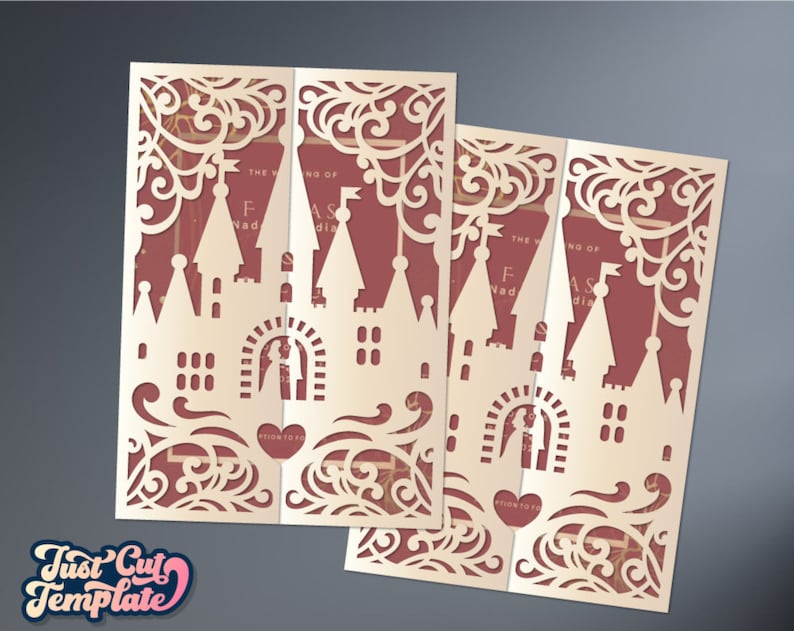 Fairy Tale Castle Gate Invitation SVG Template 5x7, Wedding Invitation ...