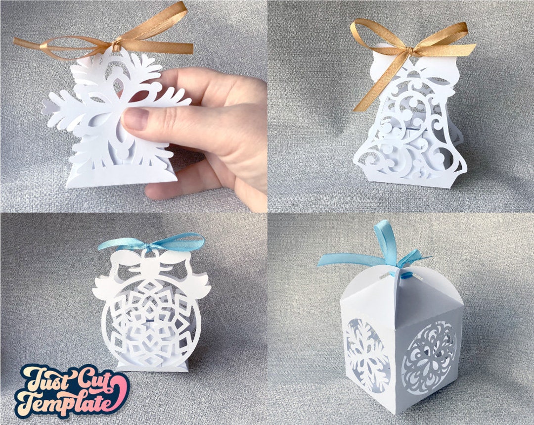 Set Christmas Favor Box SVG Templates, Christmas Gift Box Bundle ...