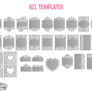 Set Patterned Cards SVG, 30 Wedding Invitation Cut-out Cards Bundle ...