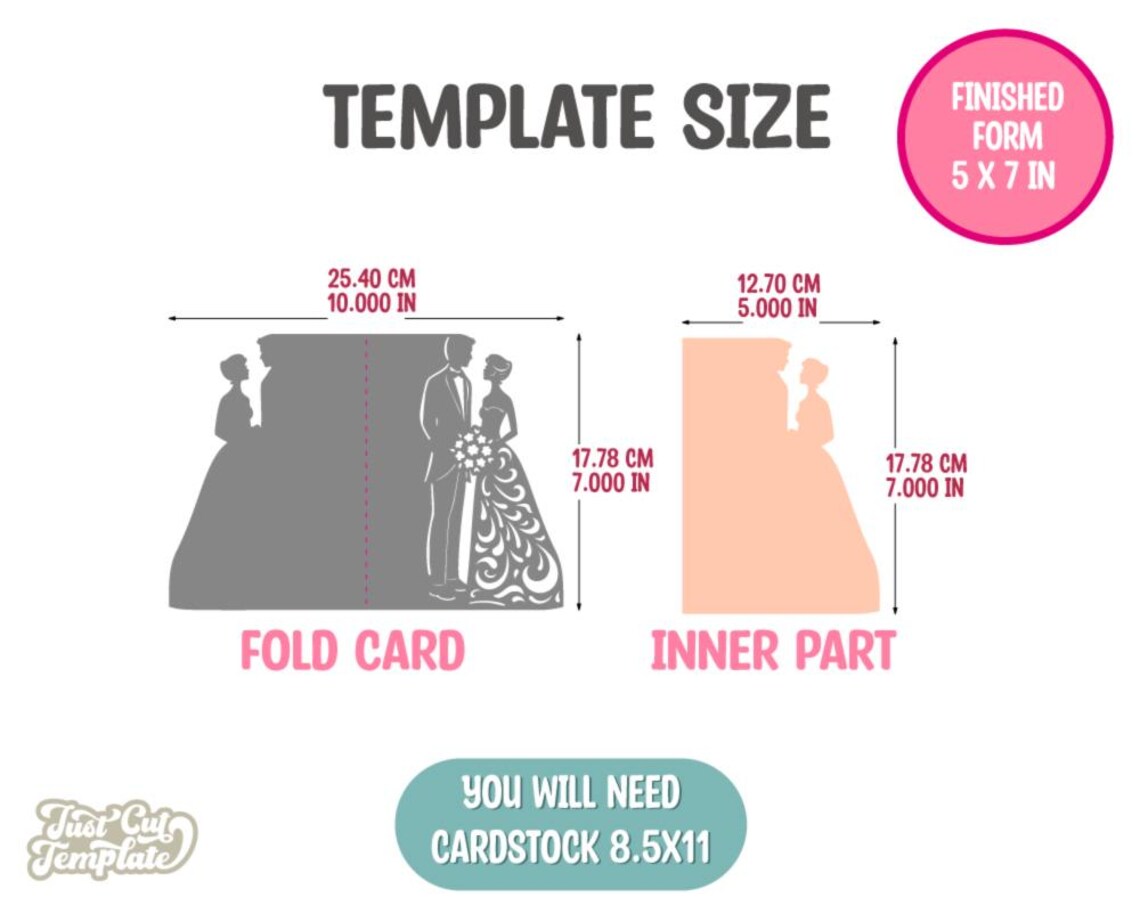 Slide Edge Wedding Card SVG | Bride Groom Laser Cut Template | Cricut ...