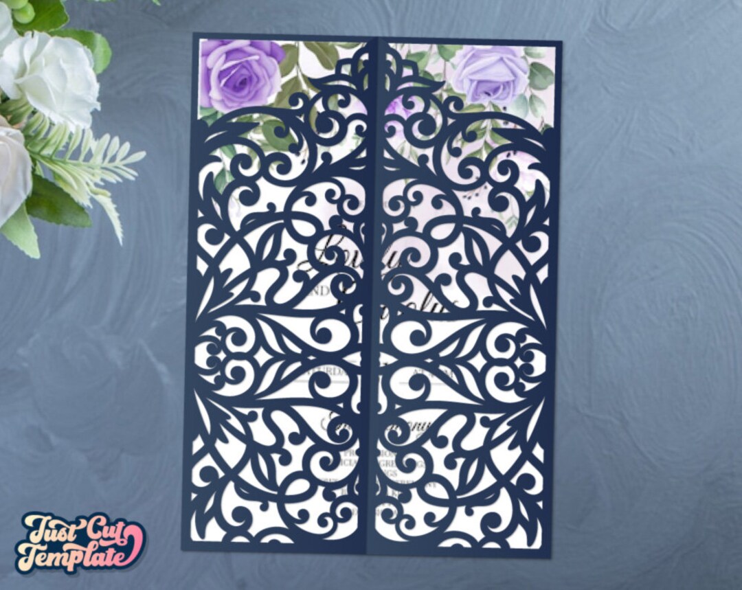 Gate Fold Card Cricut, Wedding Invitation SVG, Door Gate Card, Forged ...