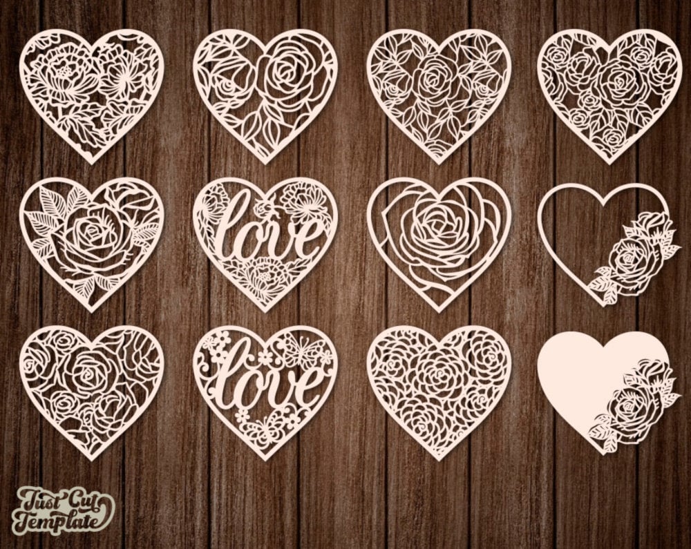 Heart SVG Heart Set Laser Cut Files 12 Heart Cutting - Etsy UK