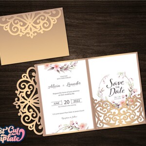 Wedding Envelope SVG, Trifold Pocket Envelope Template, 5x7 Wedding ...
