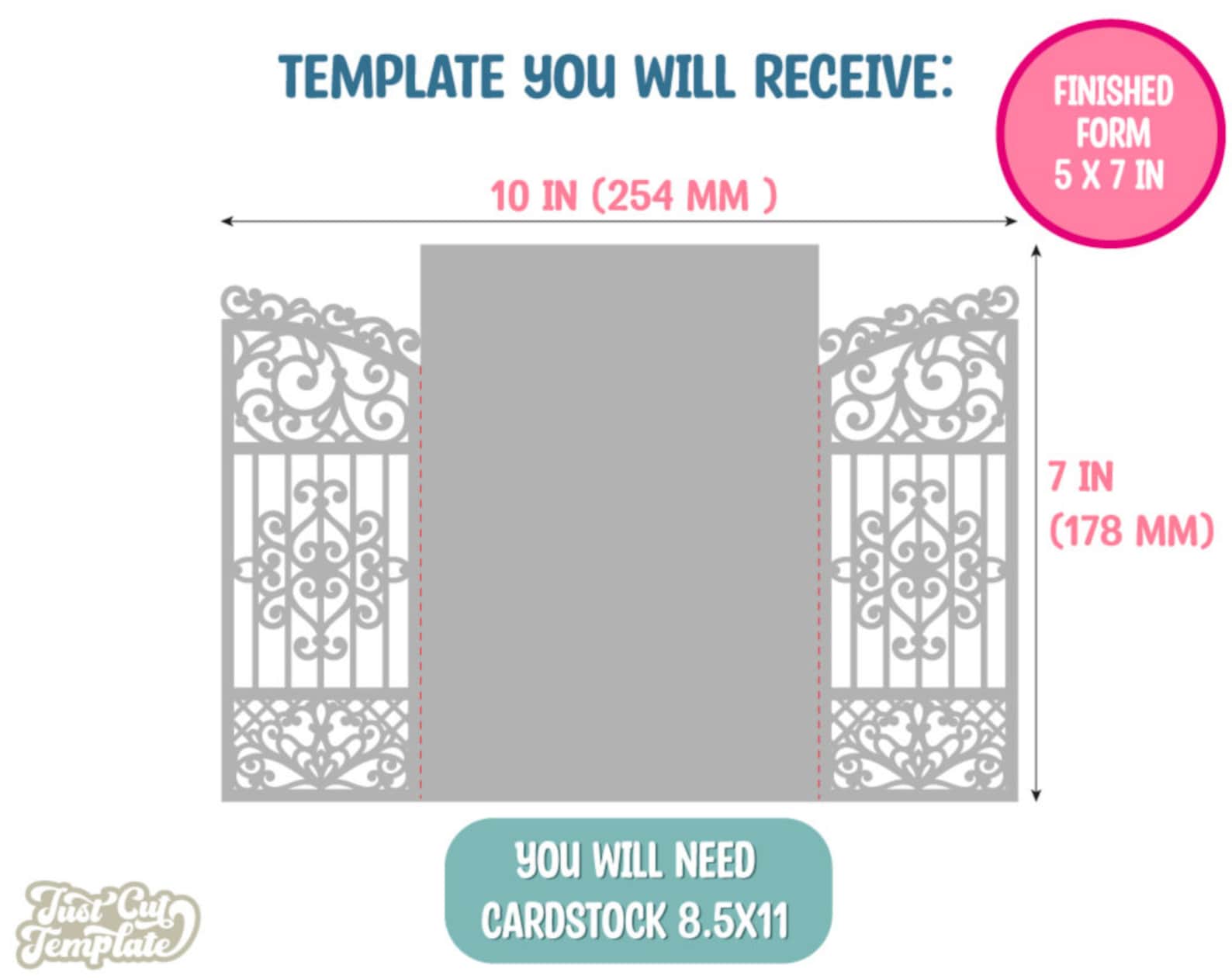 Gate Fold Wedding Invitation SVG, Door Gate Card Cricut Template ...