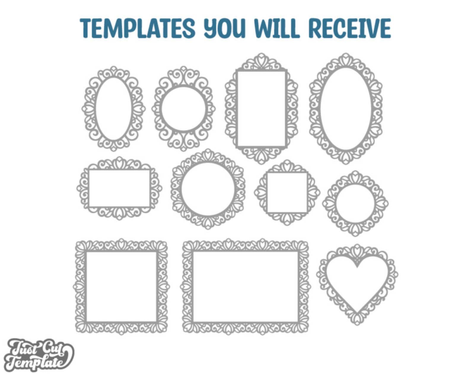 Frames SVG Set, 11 Laser Cut Frame Templates, Frame Cut File, Swirly ...
