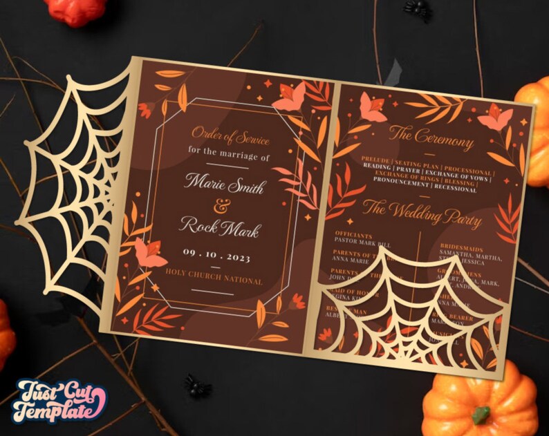 Spider Web Trifold SVG 5x7, Gothic Wedding Invitation Envelope ...