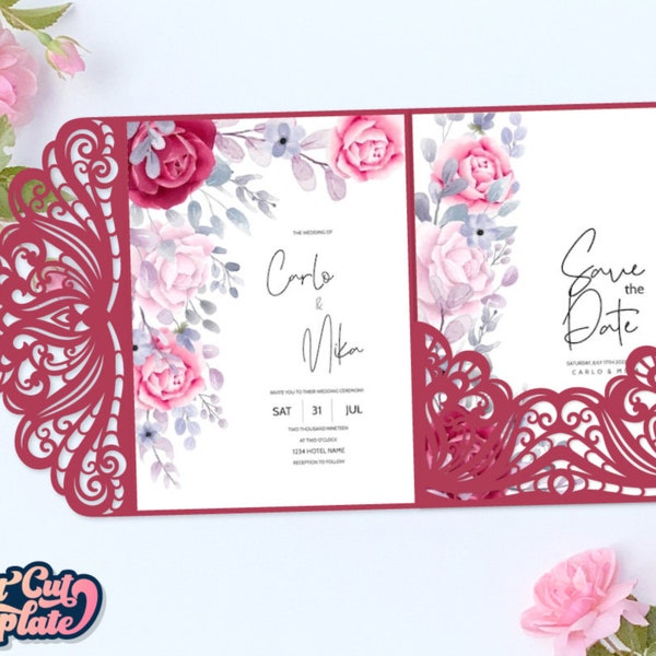 Lace Wedding Invitation Template - Etsy
