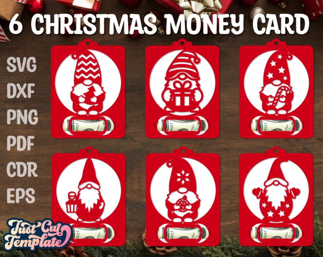 Christmas Money Card SVG Bundle, Christmas Gnome Cards Set SVG Cricut ...