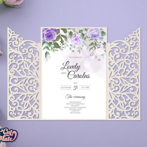 Gate Fold Card Cricut, Wedding Invitation SVG, Door Gate Card, Forged ...