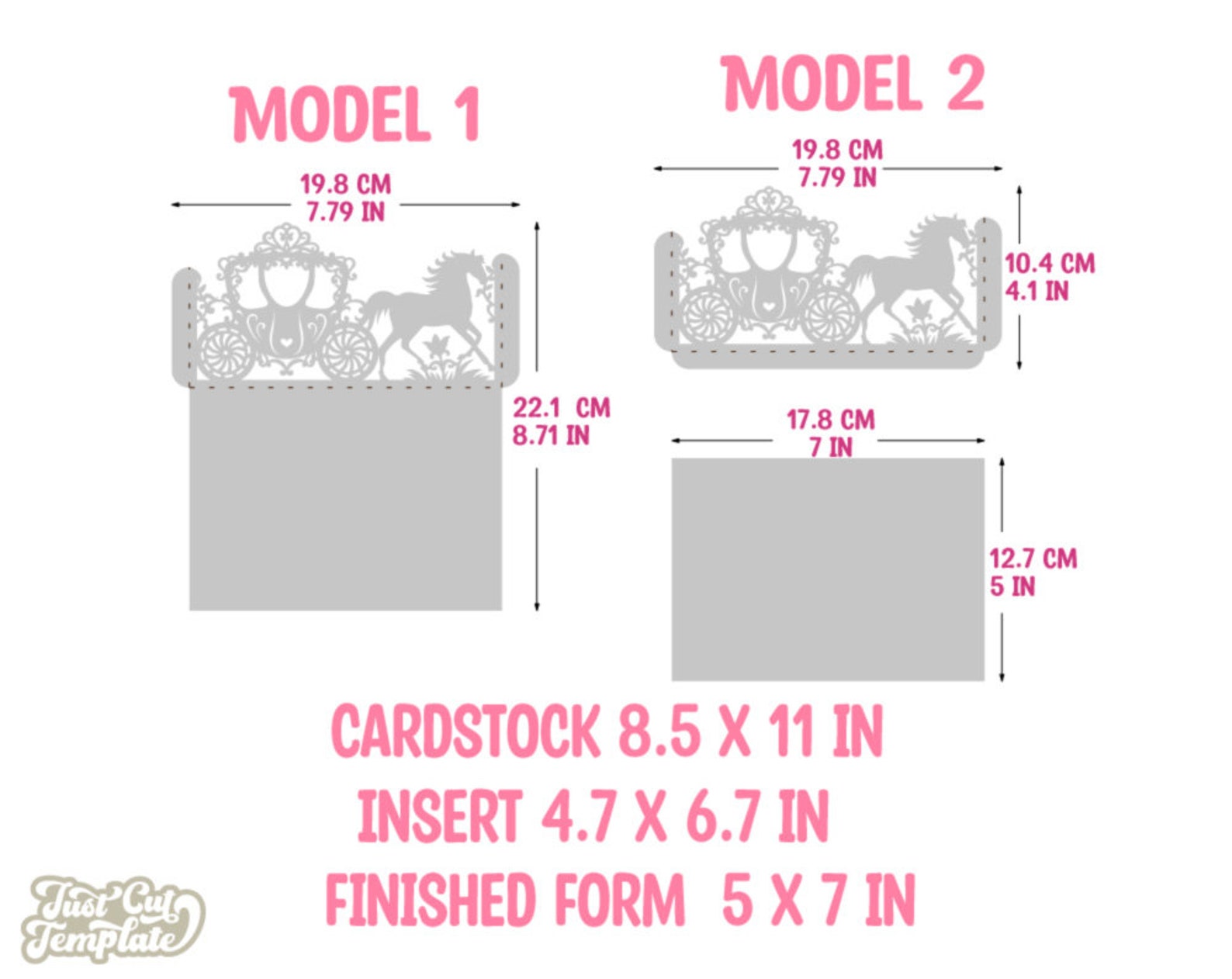 SVG Princess Carriage Invitation Envelope Template, Princess Birthday ...