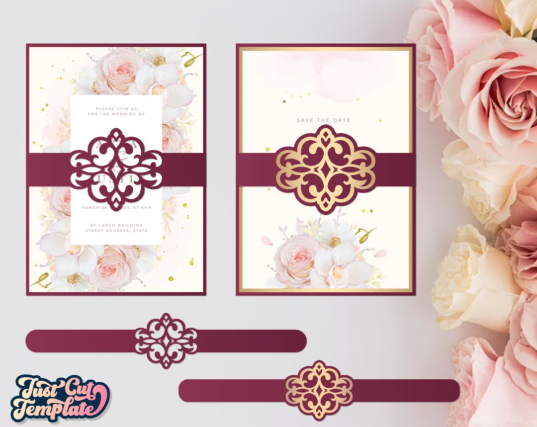 Belly Band Template SVG, 2d Wedding Invite Belt, Luxury Wedding ...