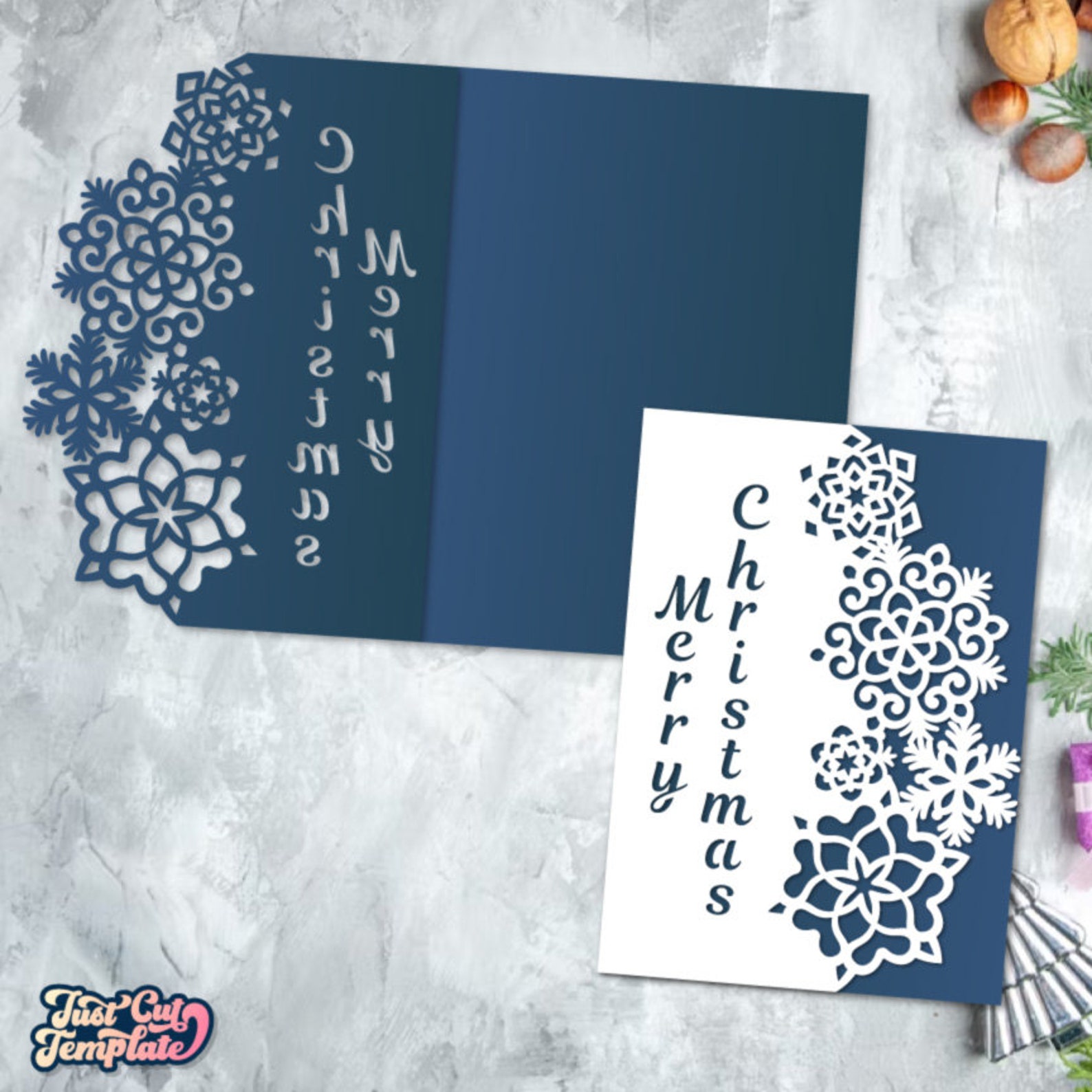 Snowflakes Fold Card SVG, Merry Christmas Fold Card 5x7, Christmas ...