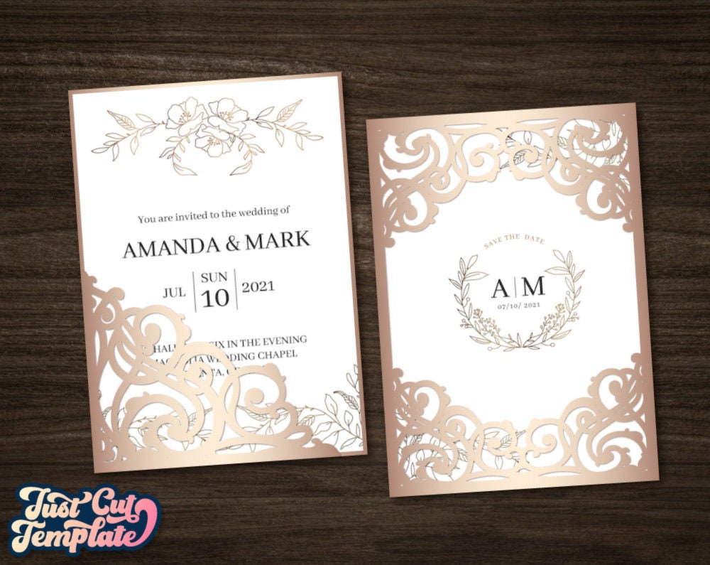 Conjunto de plantillas SVG de invitación de boda cortadas con - Etsy México