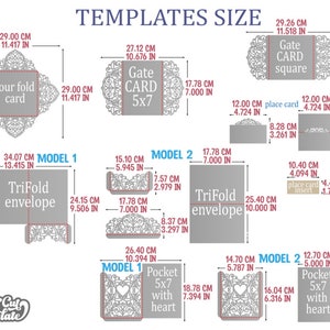 Wedding Set SVG, 12 Wedding Invitation SVG, Trifold Envelope, Gate Card ...