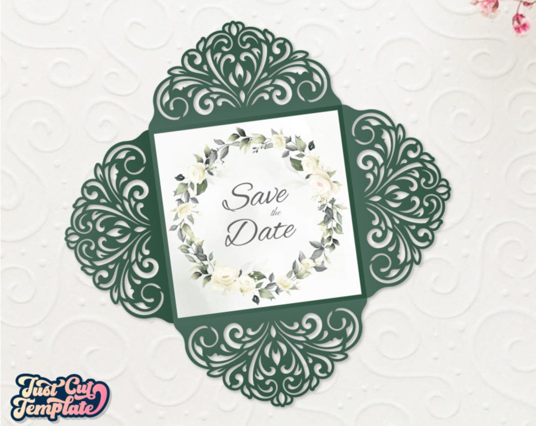 Cricut Four Fold Invitation SVG, Four Fold Invitation Cover, Wedding ...