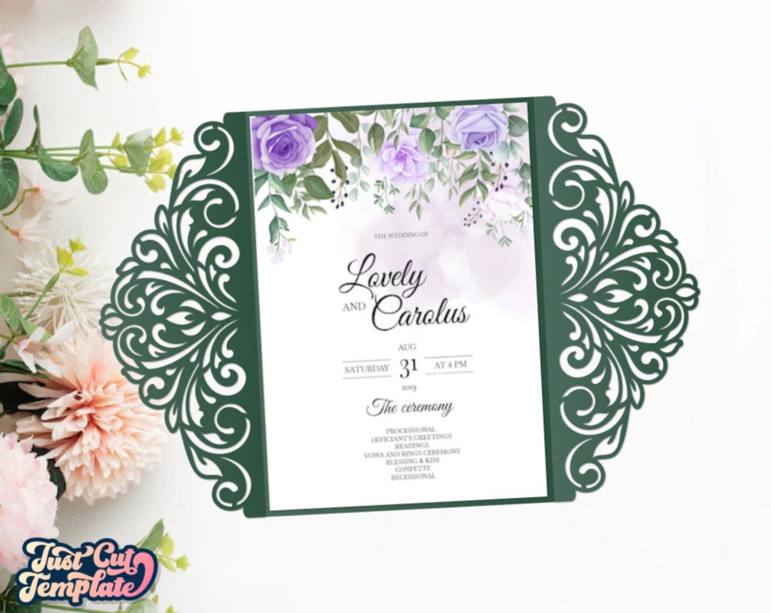 Gate Wedding Invitation SVG, Wedding Gate Fold Card 5x7, Spring Wedding ...