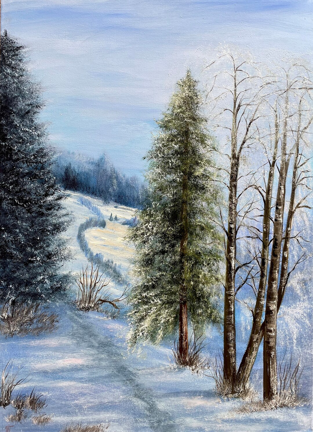 Real Winter ORIGINAL Oil Painting on Canvas Stretched 5070cm, 2028 Inch ...