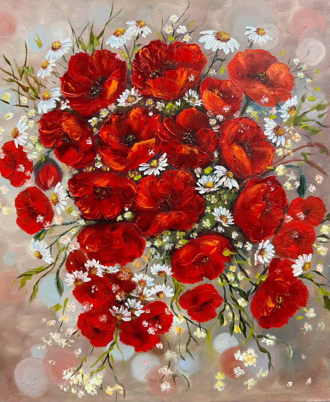 Poppies Dance ORIGINAL Oil Painting on Canvas Stretched 4655cm,1822inch ...