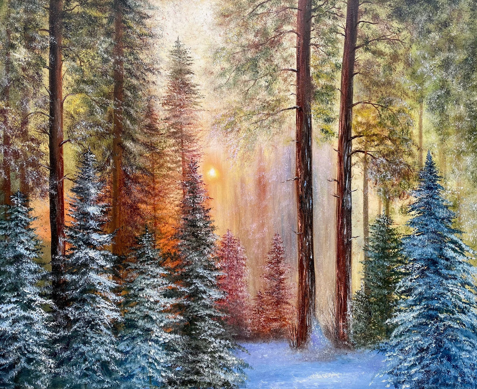 Colorful Forest ORIGINAL Oil Painting on Canvas Stretched - Etsy