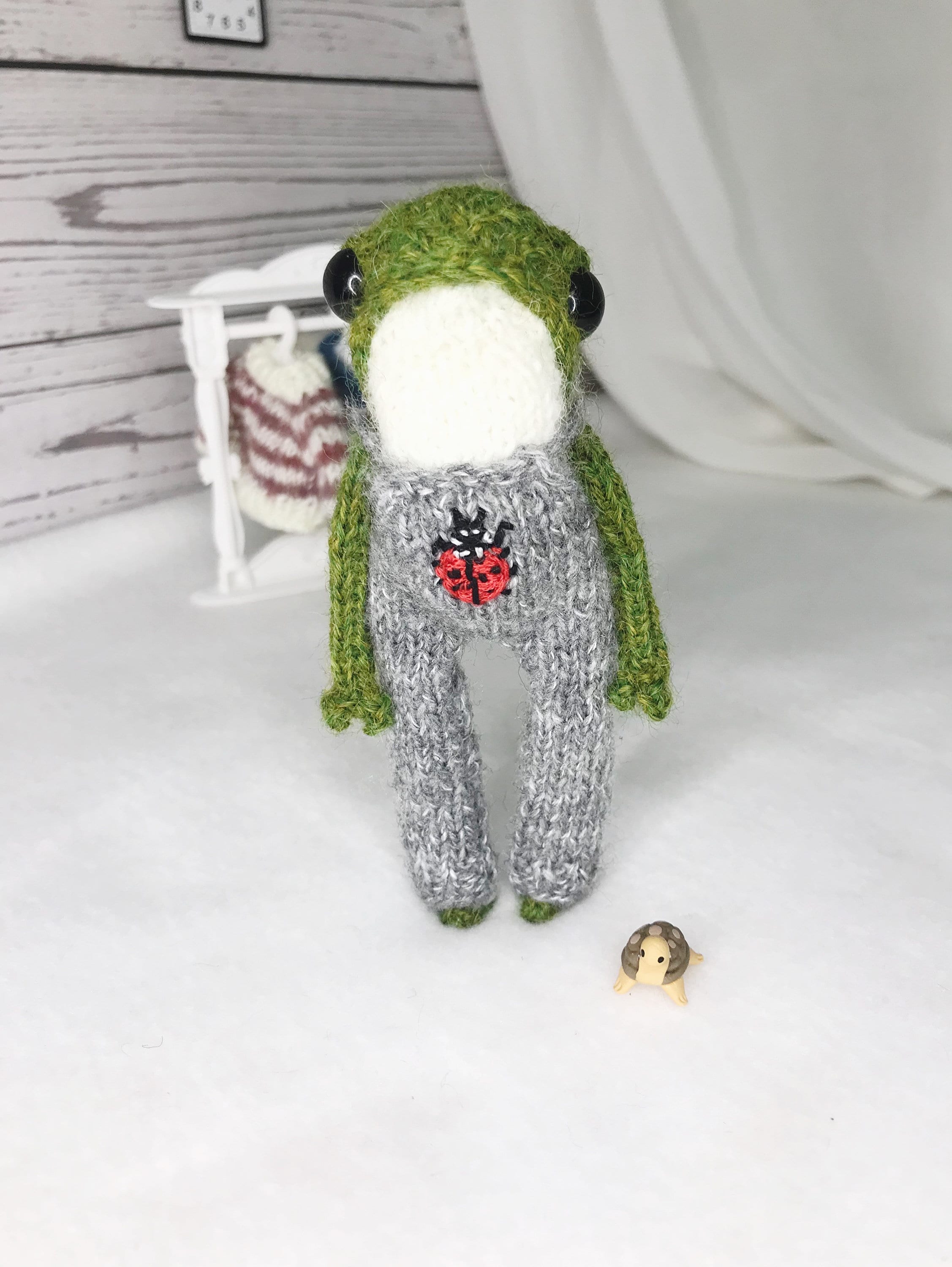 Knitted Frog in Overall Froggy Toy Tiktok Frog and Toad - Etsy