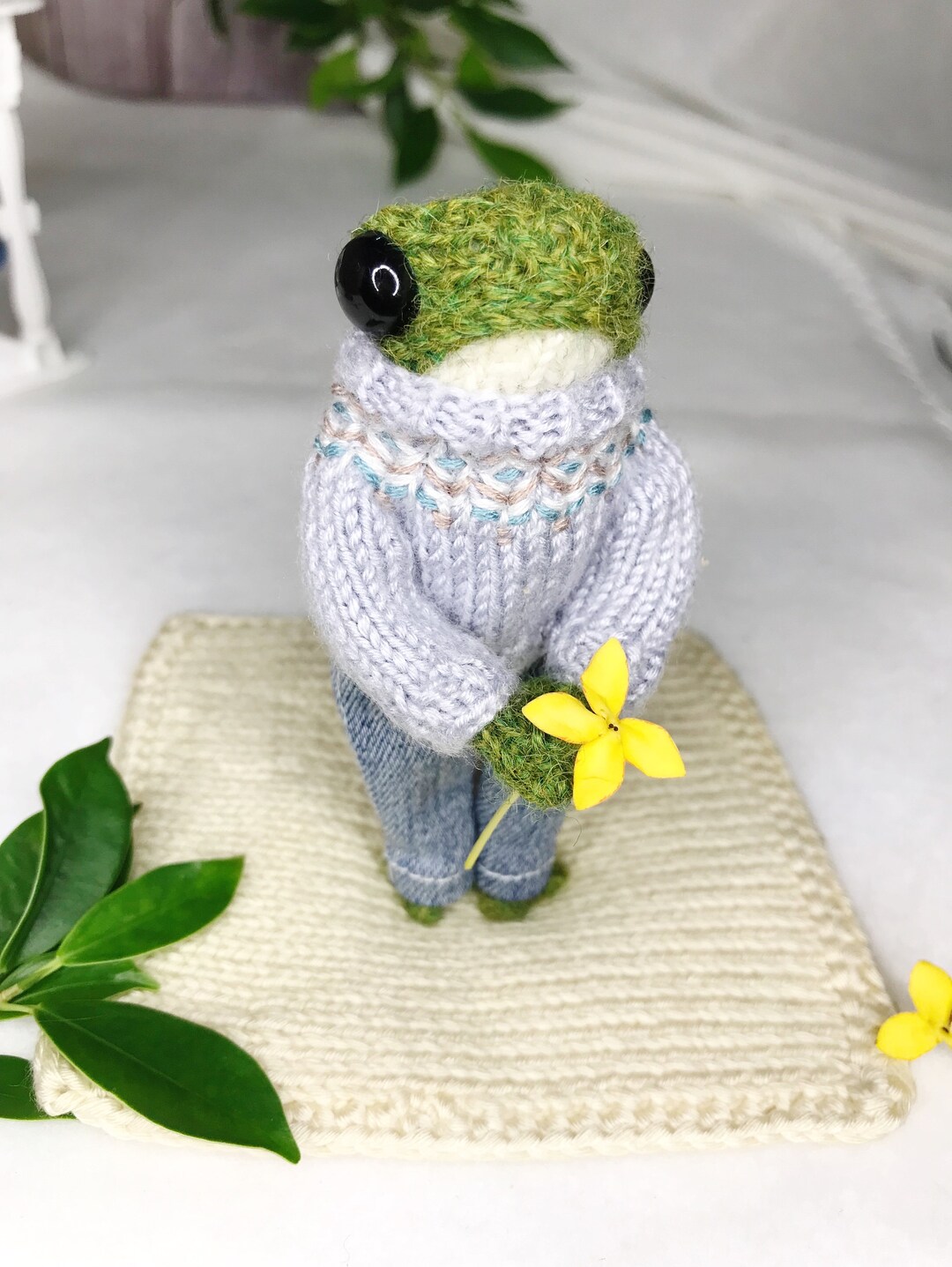 Knitted Frog in Lopapeysa Sweater Crochet Frog Green Froggy Toy Tiktok ...