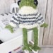 Knitted Frog in Striped Sweater Crochet Green Froggy Toy Tiktok Frog in ...