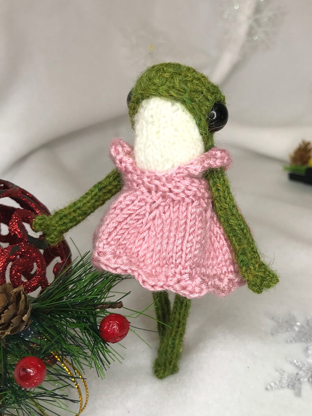 Knitted Frog in Dress Knitted Frog in Sweater Movable Froggy Frog and ...