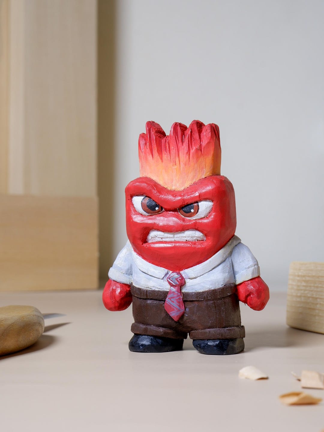 Hand-carved Wooden Fiery Emotion Figurine – Unique Handmade Art Toy - Etsy