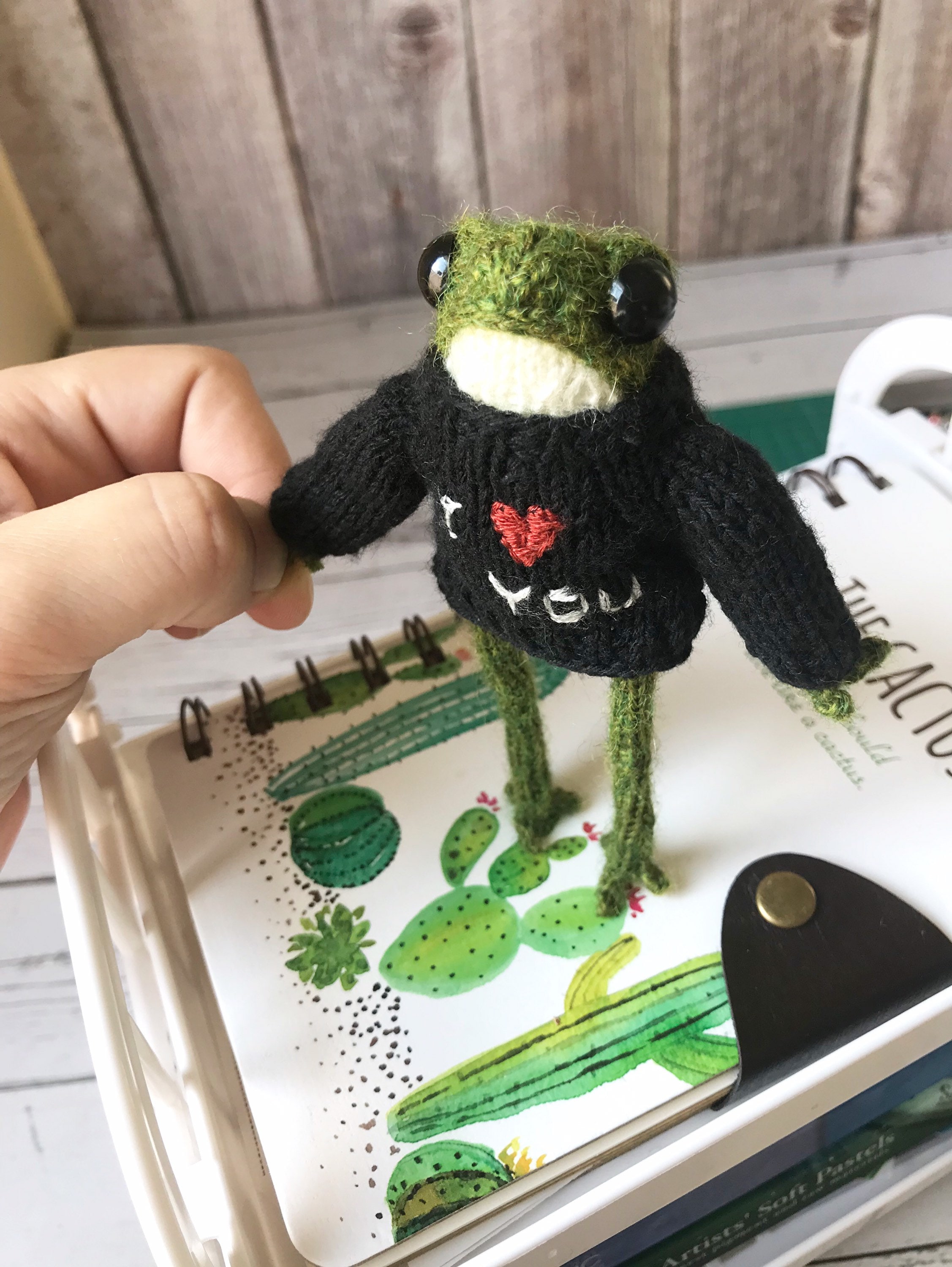 Knitted Frog in Sweater Crochet Clothes Froggy Toy Plush - Etsy