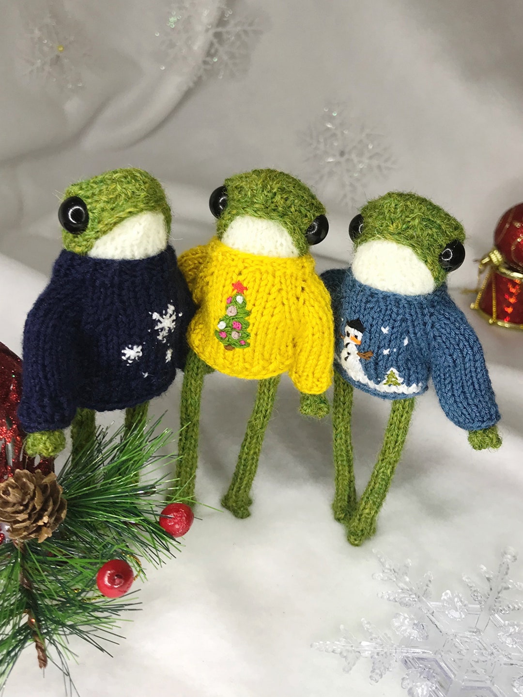 Knitted Frog in Sweater Crochet Froggy in Clothes Frog and Toad Plush ...