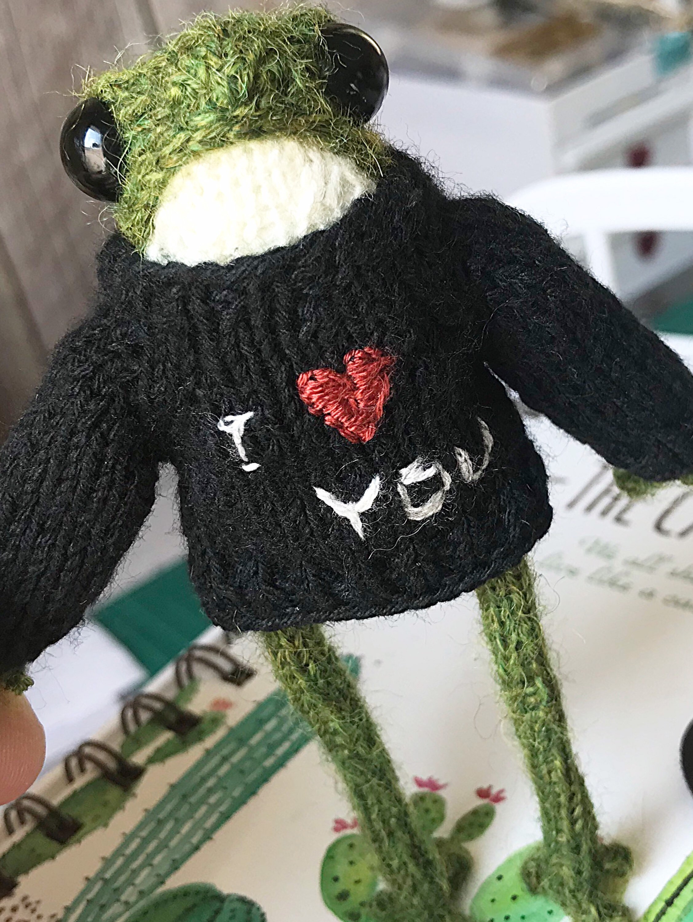 Knitted Frog in Sweater Crochet Clothes Froggy Toy Plush - Etsy