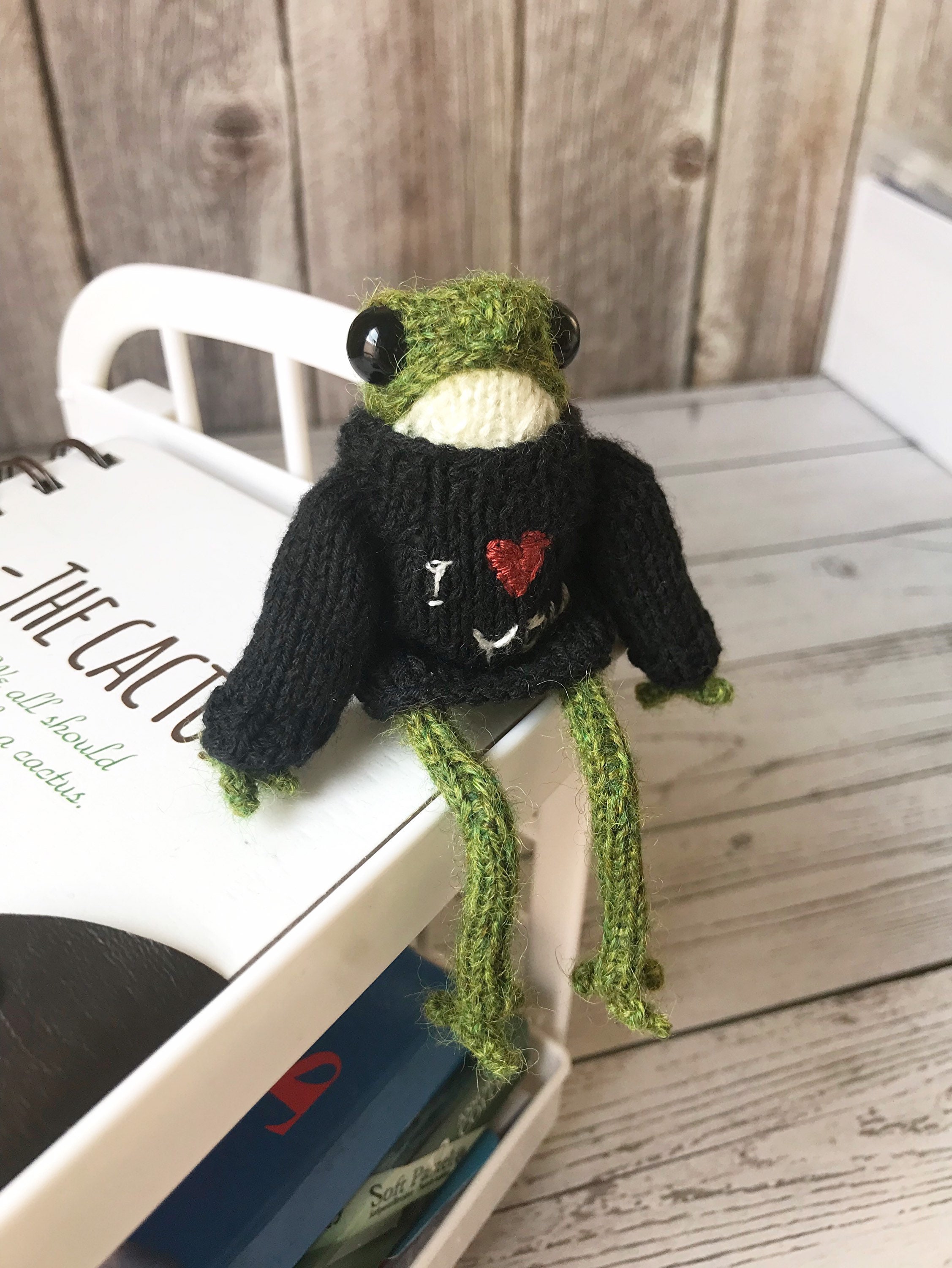 Knitted Frog in Sweater Crochet Clothes Froggy Toy Plush - Etsy