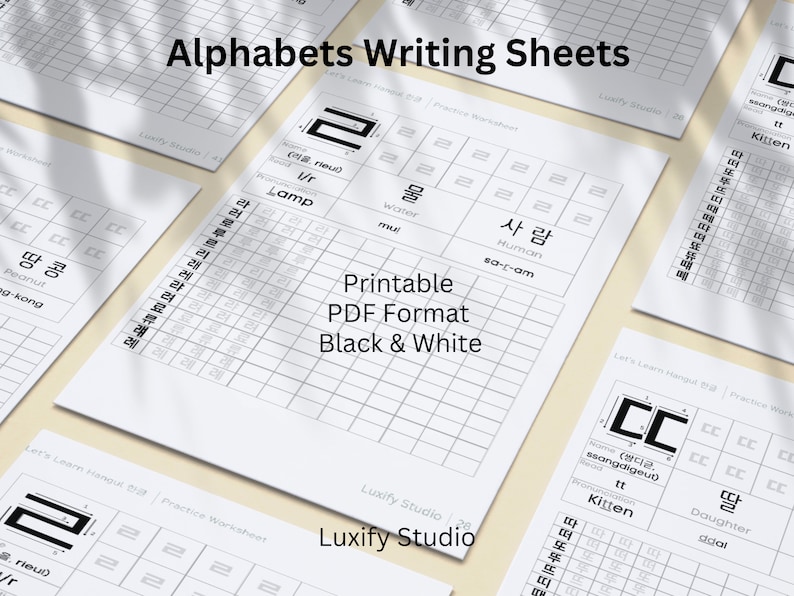 Korean Writing Practice, Printable Hangul Workbook, Learn Korean With ...