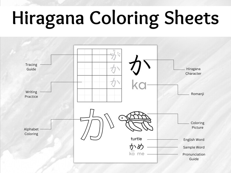 Japanese Hiragana Coloring Sheets, Alphabet Coloring Pages for Kids ...