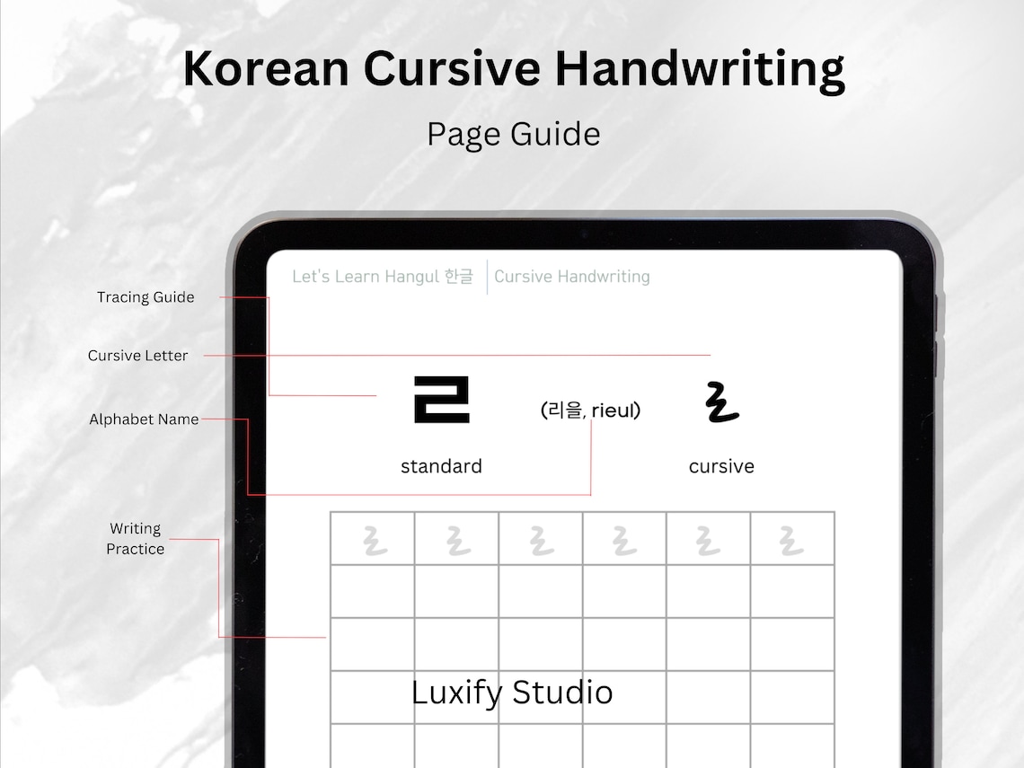Korean Cursive Handwriting Practice Sheets, Printable Hangul Workbook ...