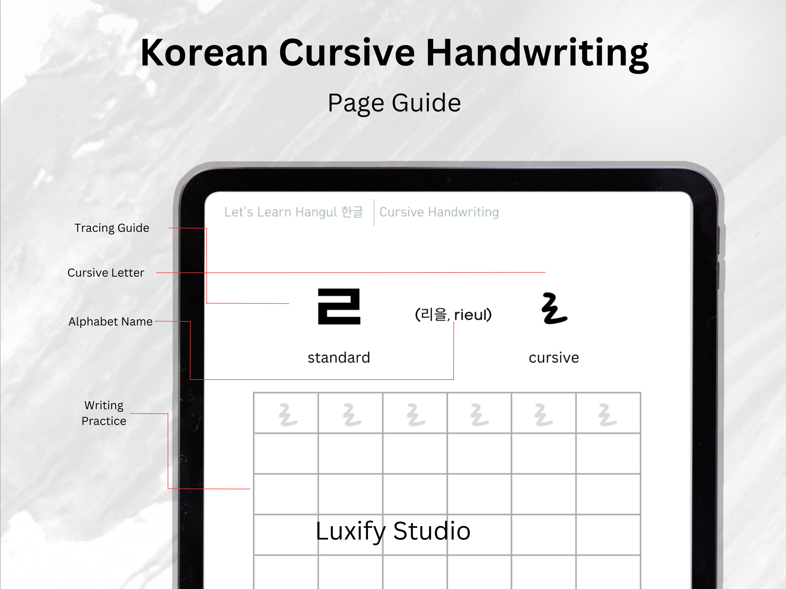 Korean Cursive Handwriting Practice Sheets, Printable Hangul Workbook ...