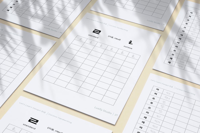 Korean Cursive Handwriting Practice Sheets, Printable Hangul Workbook ...